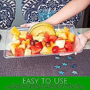 Plasticpro Plastic Serving Trays - Serving Platters Rectangle 10 X 14 Disposable Party Dish Crystal Clear Pack of 4