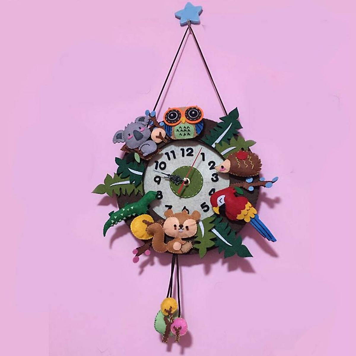 Sewing Kit DIY Felt Clock Animal Crafts Forest Wall Clock for Girls and Boys Educational Art Craft Kits