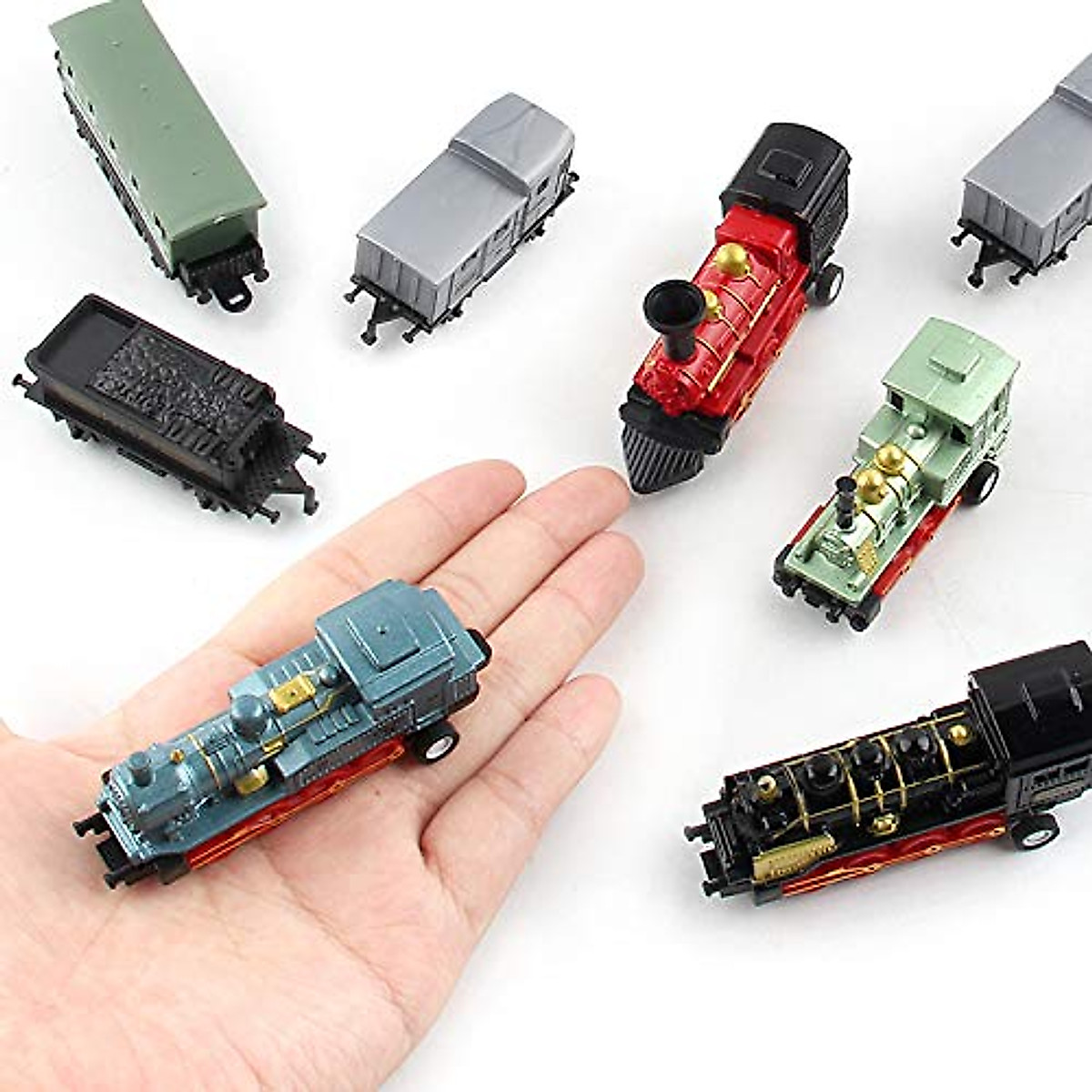 Exasinine Mini Simulation Steam Train Pull-Back Train Model Diecasts Locomotive, Set of 4