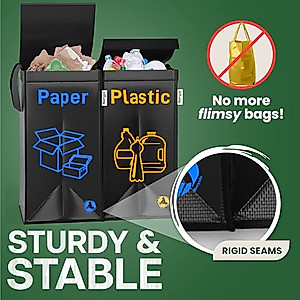 Norggo Pack of 3 Recycling Bags, 40L - Recycle Bins for Kitchen, Durable Recycling Bin for Kitchen, Ideal for Paper, Plastic, and Glass, Versatile Kitchen Recycling Bin for Home and Office