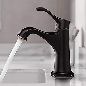 HGN Single Handle Bathroom faucets,Bathroom Faucets for Sink 1 Hole,Washbasin Faucet with Deck,Oil Rubbed Bronze,Without Pop Up Drain