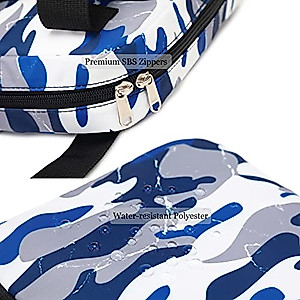 DSIUE Bible Cover for Kids Boys Book Carrying Case Scripture Bag with Handle Pockets Childrens Teens Church Bag Camo Blue