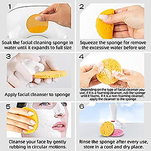 60-Count Compressed Facial Sponges|100% Natural Kickleen Cellulose Cosmetic Spa Sponges for Daily Facial Cleansing|Makeup and Mask Removal | Exfoliating | Skin Massage | Pore Exfoliation (Yellow)