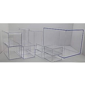 Clear Large Rigid Plastic Box 12 1/2" x 8 1/2" x 8 1/2" with Variety Boxes Inside (Round 4 1/4" Dia, 8" X 4" Rectangle, and 4" x 4" Square and Others)