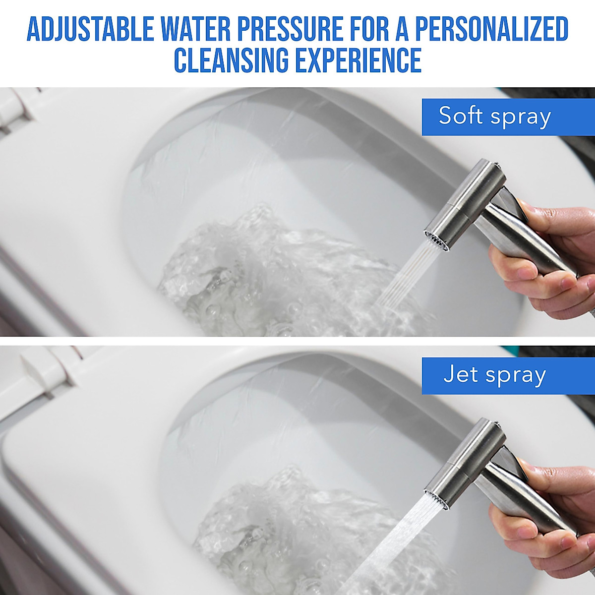 Handheld Bidet Toilet Sprayer - Stainless Steel Jet Spray for Toilets - Bathroom Bidet with Adjustable Water Pressure - Easy to Install - for Baby Cloth Diaper Cleaning & Feminine Wash