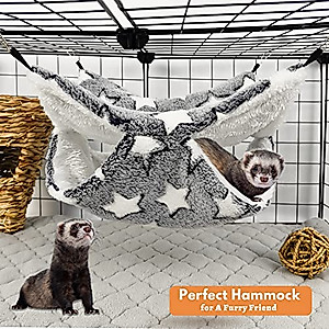 Tierecare 2 Pieces Rat Ferret Hammock Guinea Pig Hanging Bed Soft Hammock for Squirrel, Hamster Guinea Pig Hideout Cage Accessories for Small Animal