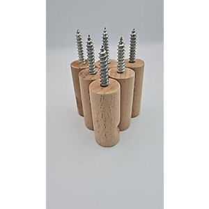 Simba Shop 4 PCS Wooden Wall Hook Hanger Bathroom Towel Hooks Coat and Hat Hooks Beech Wood Handmade Woodwork