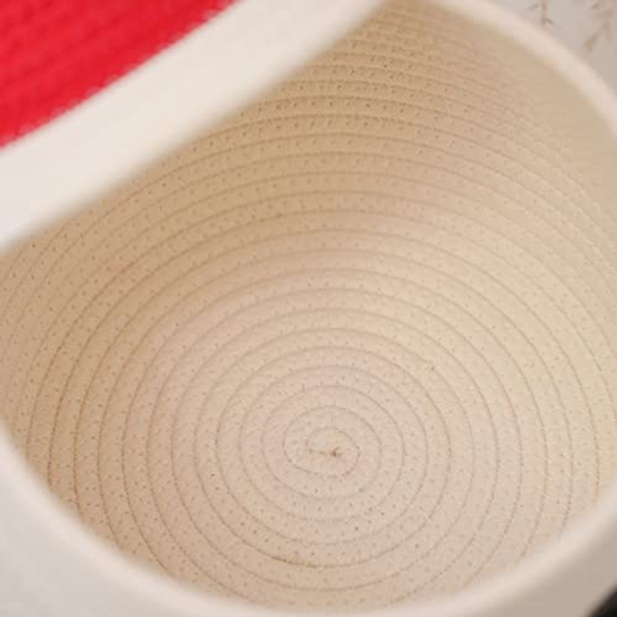 BSMstone Cotton Rope Storage Basket with Lid for Organizing Cute Decorative Closet Organizers for Nursery Toy Candy -Christmas Present