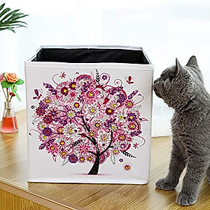 Storage Cubes Baskets with DIY Diamond Painting Kits, Folding Container Storage with Tree Pattern Art Craft Diamond Embroidery Paintings Great for Home Drawer Organizers and Storage
