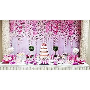 FiVan 7x5ft Pink Flower Backdrop Dessert Table Photo Booth Baby Shower Birthday Photography Background Floral Curtain DesignD-9354