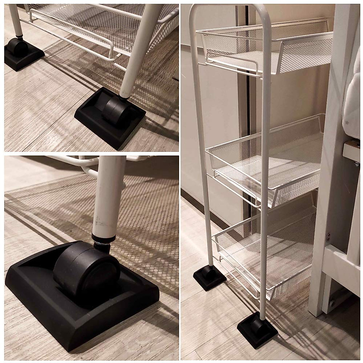 WELLGO Bed Stoppers & Furniture Cups 3"x3" 4Pack - Premium Silicone Casters Furniture Wheel Stoppers fit All Wheels of Furniture, Sofa Bed Chairs-Made up of Solid Silicone Prevents Scratches