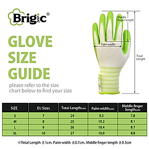Brigic Bamboo Gardening Gloves 2 pair, Breathable Rubber Coated, Outdoor Work Garden Gloves For Women, Green & Purple (Medium)