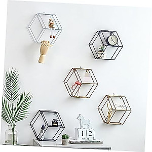 Cabilock Wall Hanging Shelf Hanging Shelves for Wall Hexagonal Bookcase Shelves Wall Mounted Succulent Bonsai Rack Storage Mounted Shelves Wall Mounted Shelving Black