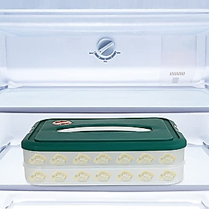 YARNOW 3 Layer Refrigerator Dumpling Box, Stackable Dumpling Food Containers, Dumpling Box Bins Holder with Lids for Refrigerator (Green)