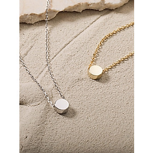 S.Leaf Sterling Silver Tiny Dot Necklace Round Circle Necklaces for Women Dainty Necklaces for Women Simple Necklaces for Women (01_dot_gold)