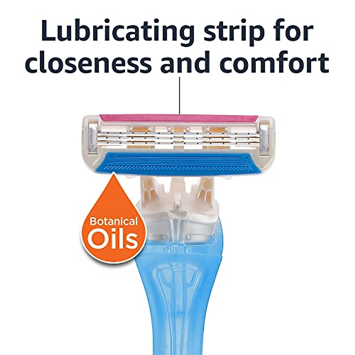 Amazon Basics 3-Blade Disposable Razors for Women, 6 Count, 2 Packs of 3 (Previously Solimo)