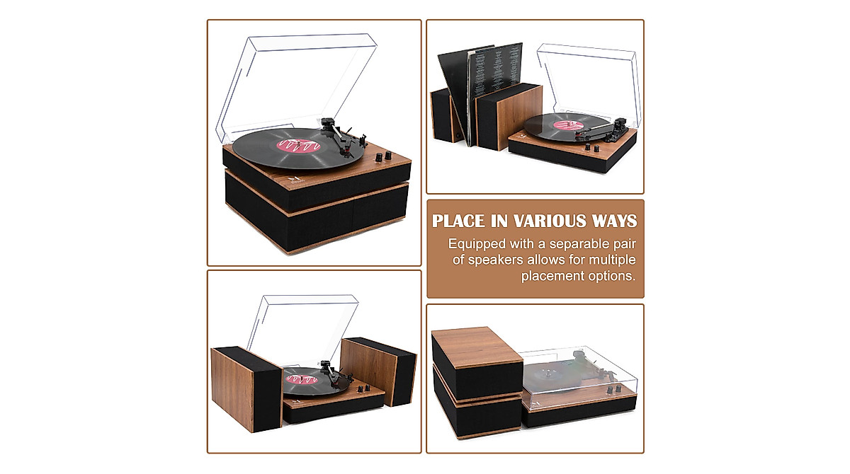 MPK Bluetooth Record Player,Turntable HiFi System with Bookshelf ...