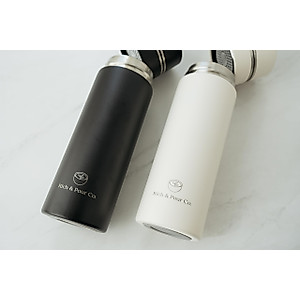 Insulated Tea Infuser Tumbler Thermos - Stainless Steel Travel Tea Mug with Lid | Cold Brew Coffee Mug Flask (Black Detachable, 15.9oz)