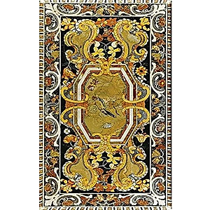 48" x 30" Inch Black Marble Dining Table/Coffee Table Italian Pietra Dura Design Outdoor Indoor Table, Office Table, Conference Table