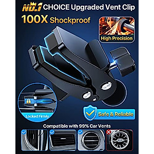 YRU [Upgrade 80LBS Strong Suction] Car Phone Holder Mount,[Bumpy Road Stable] Dashboard Cell Phone Holder for Car Air Vent Windshield Phone Stand for iPhone 14 13 12 Pro Max Samsung & Pickup Truck