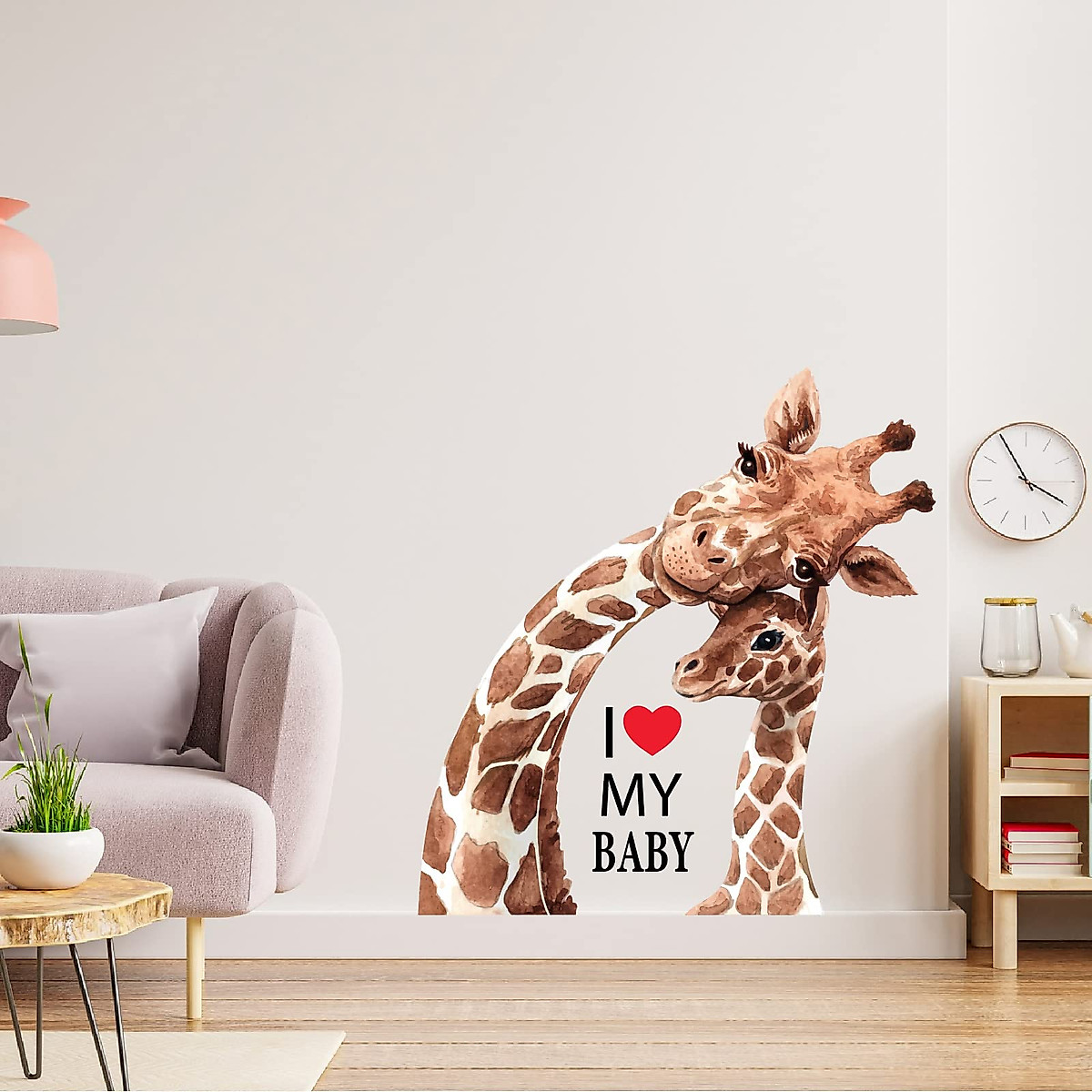 Animal Wall Stickers,Giraffe Wall Decals,Peel and Stick Removable Wall Decor DIY Art Mural Decoration,Jungle Wallpaper for Kids Baby Nursery Kindergarten Boys Girls Bedroom Living Room