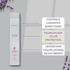 L'ANZA Healing ColorCare Silver Brightening Shampoo, for Silver, Gray, White, Blonde & Highlighted Hair, Boosts Shine and Brightness while Healing, Controls Unwanted Warm Tones (10.1 Fl Oz)