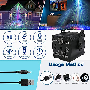 Laser Lights for Party - Laser Light Show Projector for Christmas Halloween, Disco Ball DJ Lights, Sound Activated Strobe Light Background Party Light Decor Glow Party Supplies