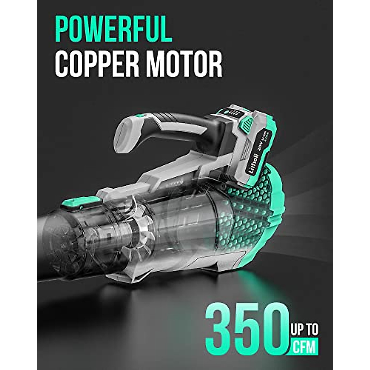 Litheli 20V Cordless Leaf Blower, 350 CFM 85 MPH Battery Leaf Blower, Variable Speeds Leaf Blower for Cleaning Leaves, Dust, Snow, Lawn, Yard, 4.0Ah Battery & Fast Charger Included