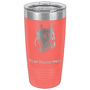 LaserGram 20oz Vacuum Insulated Tumbler Mug, Dogo Argentino, Personalized Engraving Included (Coral)
