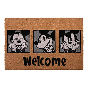Gertmenian Mickey Mouse Coir Front Door Mat (2-Pack) for Home Entrance Retro Welcome Mat Disney Home Decor 20" x 34" Each, Orange Gray Welcome Home, 47318