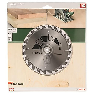 Bosch 2609256 B55 Standard Carbide Circular Saw Blade with 24 Teeth – 165 mm in Diameter – 20 mm Bore (16 mm with Reduction Ring) – 1.6 mm Cutting Width