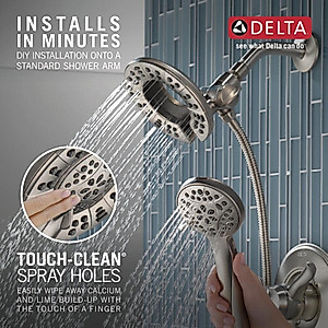Delta Faucet 4-Spray In2ition Dual Shower Head with Handheld Spray, Brushed Nickel Shower Head with Hose, Showerheads & Handheld Showers, Handheld Shower Heads, Stainless 58499-SS
