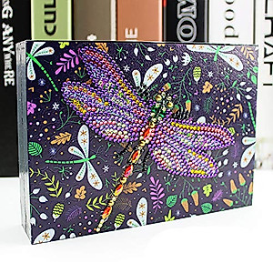 LUSandy DIY 5D Dragonfly Diamond Painting Jewelry Box Kits for Adults Kids, Special Shaped Crystal Rhinestone Diamond Art Jewelry Case Storage Organizer PU Leather Rings Necklace Bracelet Storage Box