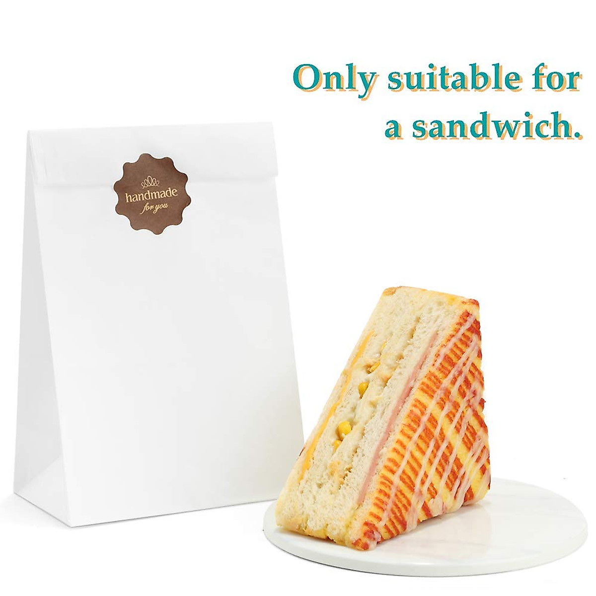 BagDream Paper Lunch Bags 4lb 50Pcs Snack Bags, Craft Bags, Bread Bags, White Sack Lunch Bags Bulk 5x2.95x9.45 Inches Paper Bags