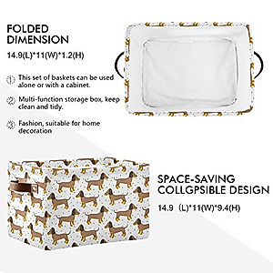 Mazeann Dachshunds Dog with Dots Storage Basket Bin Collapsible Foldable for Clothes Toys Storage Cabinets Waterproof Storage Box 15 x 11 x 9.5 inches, White, 1PC