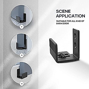 EaseLife Sliding Barn Door Bottom Floor Guide,U Shape,Flexible Adjustable Fit Distance,Flush Flat Bottom Design,Wall Mount System,for Door & Cabinet,Black