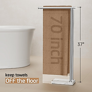KES Free Standing Towel Racks for Bathroom, 2-Tier Towel Stand for Bathroom Floor with Weighted Natural Marble Base 3X Thicker, 18/8 Stainless Steel, Brushed Finish, BTH235-2