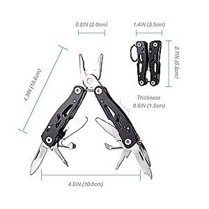 MINI Multitool Pliers,  Birthday Christmas Gifts for Men Boyfriend Dad Husband Women, Pocket Knife 14-In-1, Rugged and Practical Portable Computer and Bike Gadgets, Black Camping and Survival Tools