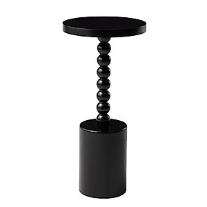 COZAYH Wood Pedestal End Table, Modern Drink Table with Base, Round Martini Table for Small Space Living Room, Bedroom, Black (PH03065-2)