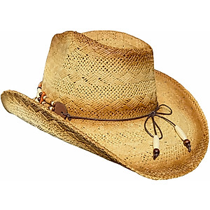 Western Outback Cowboy Hat Men's Women's Style Straw Felt Canvas (Western Brown)