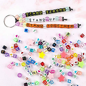 DICOBD 1500pcs Letter Beads Square Alphabet Beads for Bracelets Jewelry Making 11 Styles Cube Beads Transparent Glow in The Dark with 2 Rolls of 9 Meters Elastic String Cord
