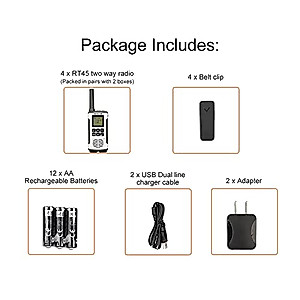 Retevis RT45 Walkie Talkies, Long Range Walkie Talkies for Adults, Family 2 Way Radio NOAA, Flashlight, VOX, Rechargeable Two Way Radio 4 Pack for Hiking, Camping, Cruise Ships
