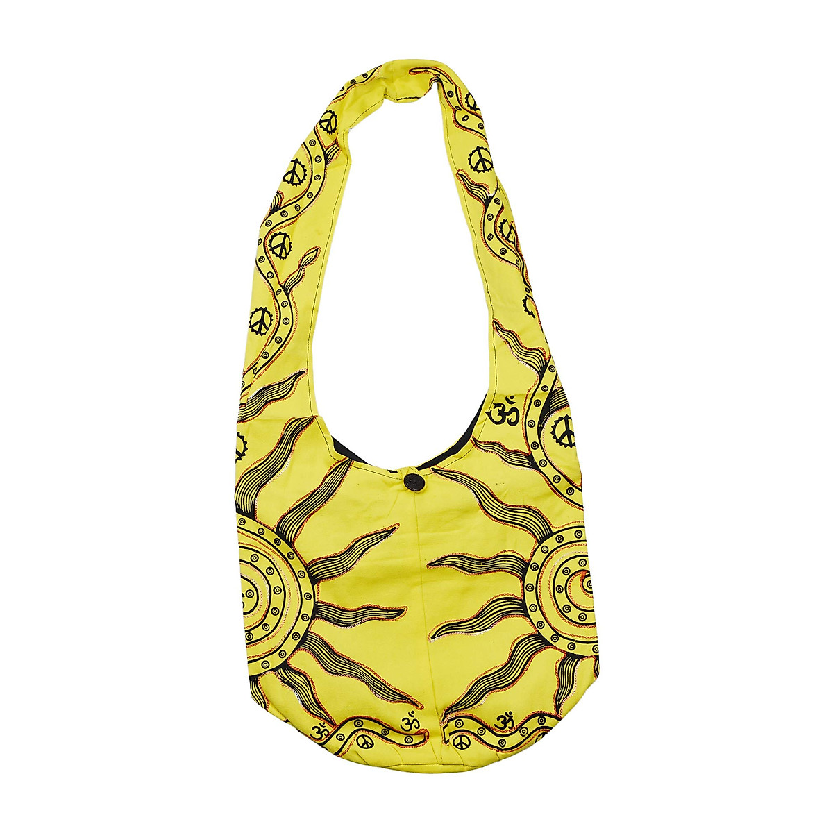 Mandala Crafts Yellow Sun Hippie Bag Large Hobo Bags for Women - Boho Purse Hobo Crossbody Bags for Women - Boho Shoulder Bags Indie Style Bohemian Bag Sling Bags