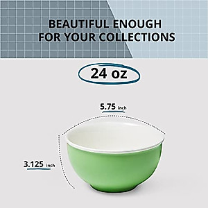 LIFVER Cereal Bowls, 24 Oz Soup Bowls, Ceramic Bowls, Ceramic Bowls for Soup Cereal Dessert, 5.75 Inches, Multicolour, Microwave and Dishwasher Safe, Set of 6