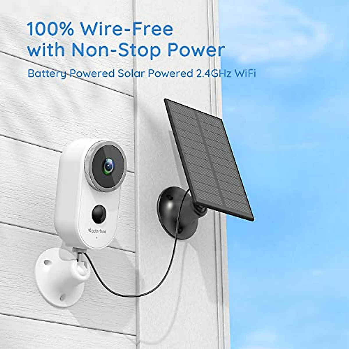 Wireless Security Outdoor Camera with Solar Panel: Battery Powered 1080p WiFi Night Vision Cameras for Home Outside Surveillance Works with Adorcam App