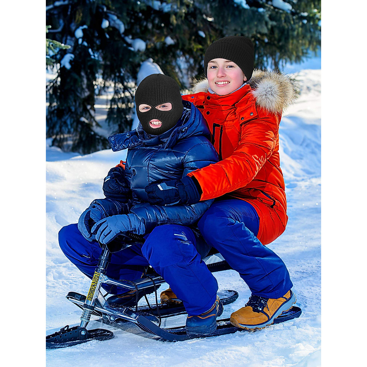 SATINIOR 3 Holes Full Face Cover Outdoor Balaclava Knitted Neck Gaiter Ski Mask for Sports Cycling (Pure Black,Medium)