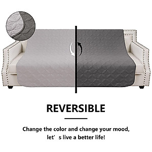 Tuffeel Waterproof Dog Blanket, 82x82 inches Pet Couch Covers for Sofa, Bed Furniture Protector from Dogs Washable and Reversible-Lightgrey+Darkgrey