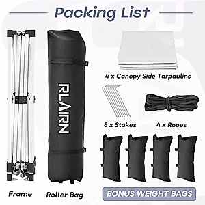 Ez Pop Up Canopy Tent, RLAIRN 10'X10' Waterproof Instant Gazebo Canopy with 3 Adjustable Height and 4 Removable Sidewalls, UPF50+ Folding Instant Pop Up Gazebo Canopy Shade Tent with Mesh Windows