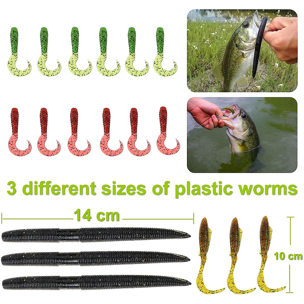PLUSINNO Fishing Rod and Reel Combos, 102Pcs Fishing Lures,Saltwater Freshwater Resistant Fishing Gear