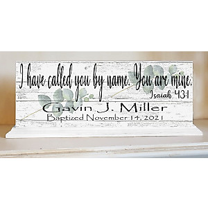 Baptsim Gift For Boys or Girls Personalized Christening Plaque Keepsake Present Bible Verse With Child's Name and Baptism Date (Called By Name)